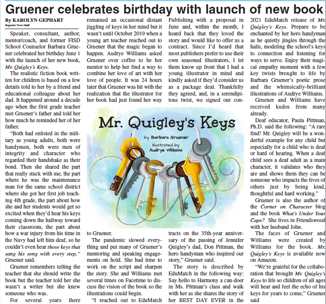 Mr. Quigley Makes Front-Page News – Barbara Gruener